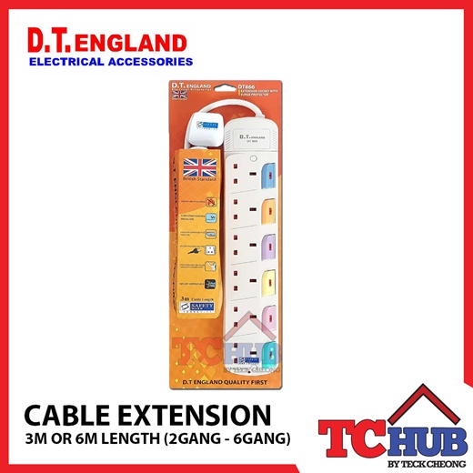 [DT-ENGLAND] Extension Cable Electrical Plug (UK Standards) | Shopee ...