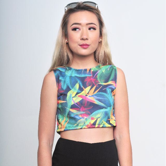 Tropical Leaves Crop Top | Shopee Singapore