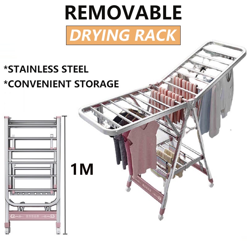 Foldable Clothes Drying Rack Stainless Steel Pipe Clothes Hanging Rack ...