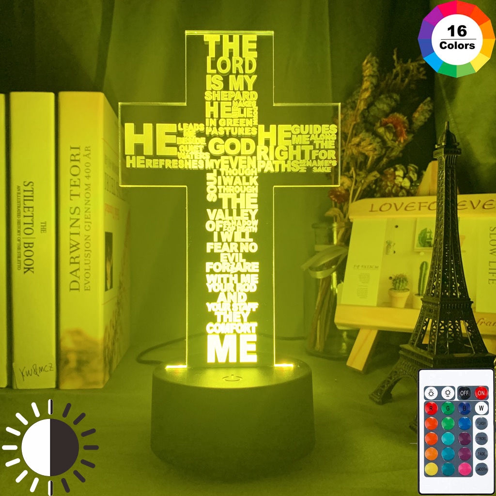 The Holy Bible Psalm Poem Christian Cross Led Night Light for Church ...