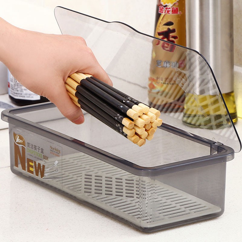 [Chopsticks storage box] Cover Transparent Cover Chopsticks Spoon Box ...