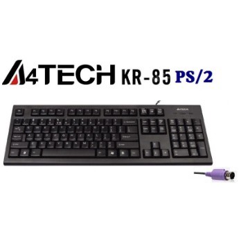 A4TECH KR-85 PS2 Keyboard Blk Desktop Laser inscribed keys Drain Hole Design Adjustable Keyboard ...