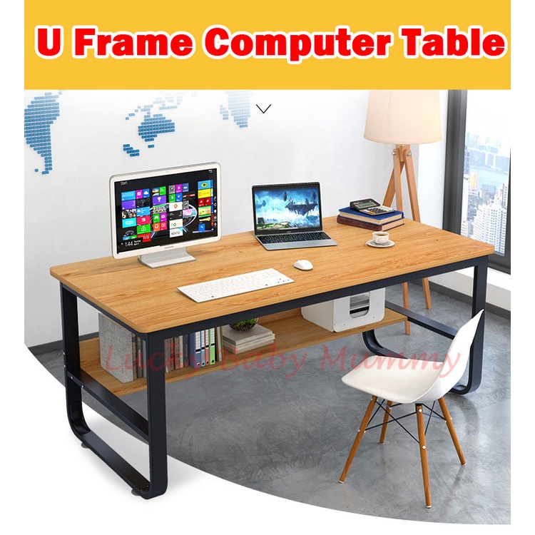 【U Frame Computer Table】Study Table / Computer Desk with Shelf Multiple ...