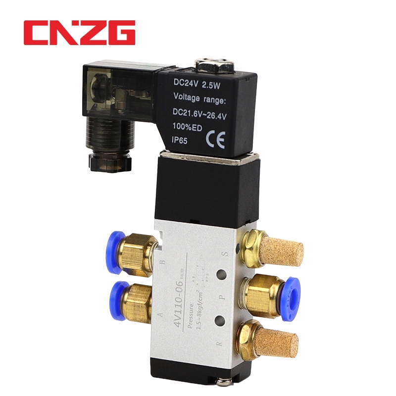 4V110-06 Air Solenoid Valve 5 Way Port 2 Position Gas Pneumatic Electric Magnetic Valve 12V 24V ...