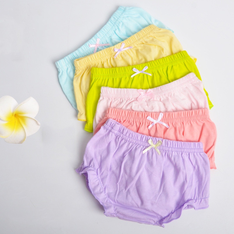 Baby Girl Panties Kids Plain Color Underwear Girls Soft Cotton Lingerie ...