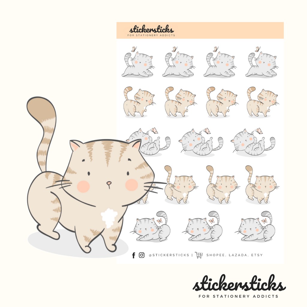 Stickers Scrapbook stickersticks Cats Kitty Planner Sticker Sheet for ...