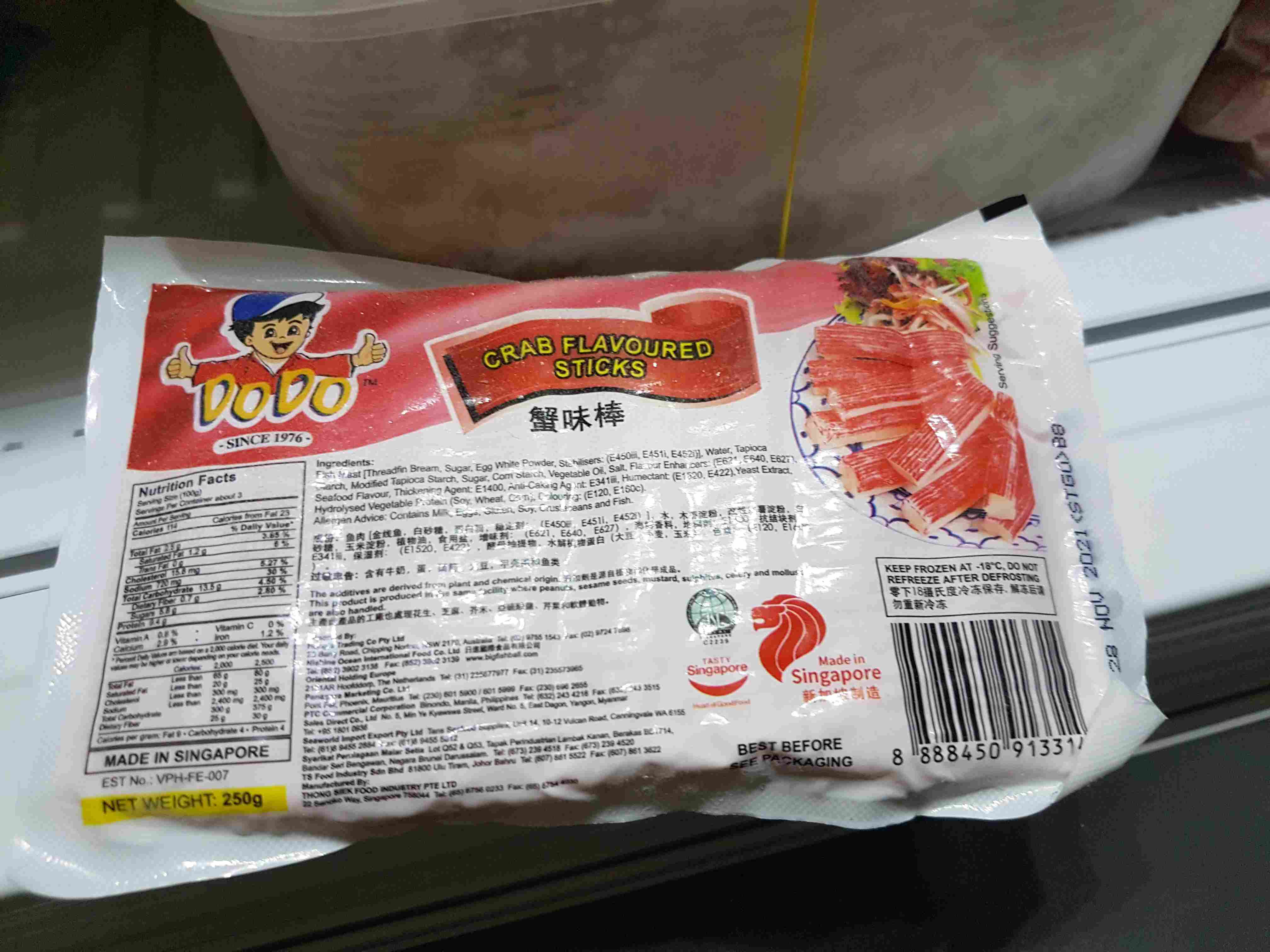 DoDo Crab Flavoured Stick - Frozen 250G Halal | Shopee Singapore