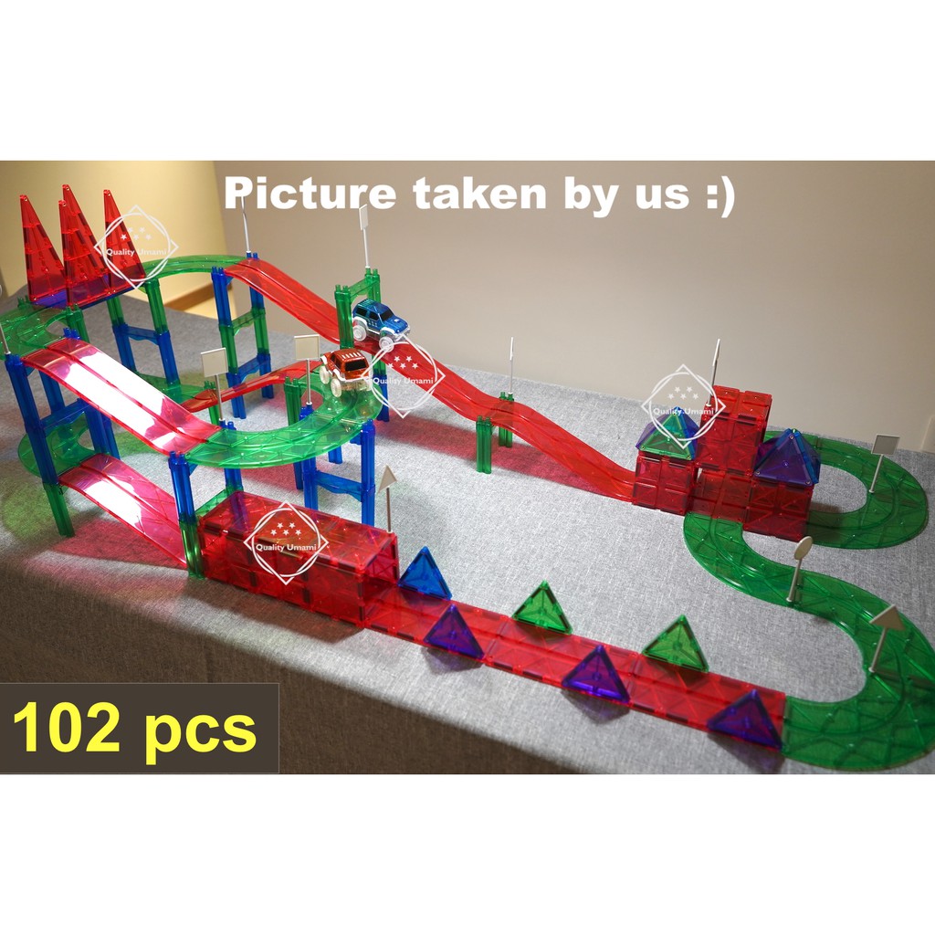 【In Stock】102 pc Magnetic Racing Track Set / Magnetic Tiles Race Car ...