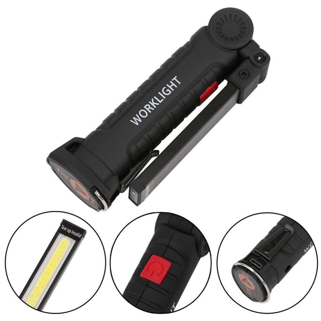 LED+COB Rechargeable Magnetic Torch Flexible Inspection Lamp Cordless ...