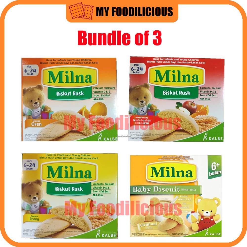 MILNA Biskut Rusk 6-24 Month Original/Mix Fruit/Banana 130g/260g ...