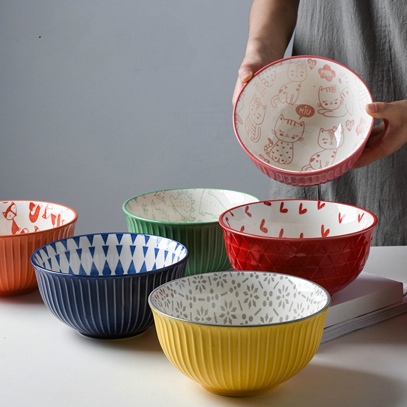 Noodle Bowl 6-Inch Cute Household 6-Inch Bowl Creative Tableware ...