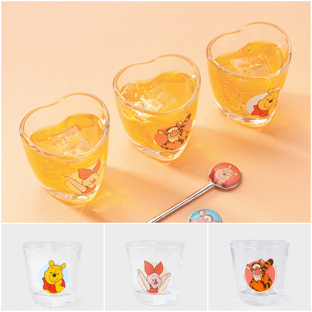 Disney Winnie the Pooh Mini Soju Glasses 45ml / Heart Shape Shot Glass ...