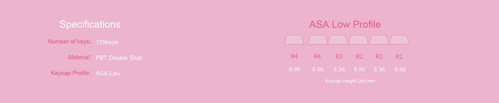 AKKO Keycap - ASA Low Profile - Prunus Lannesiana (155pcs) ( 1 YEAR ...