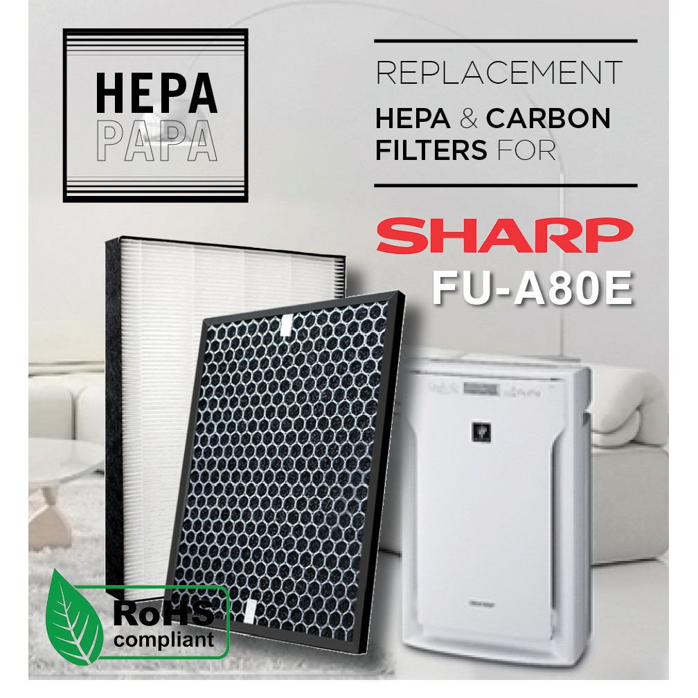 Sharp FU-A80E Compatible HEPA & Carbon Filters FZ-A80SFE [Free Alcohol ...