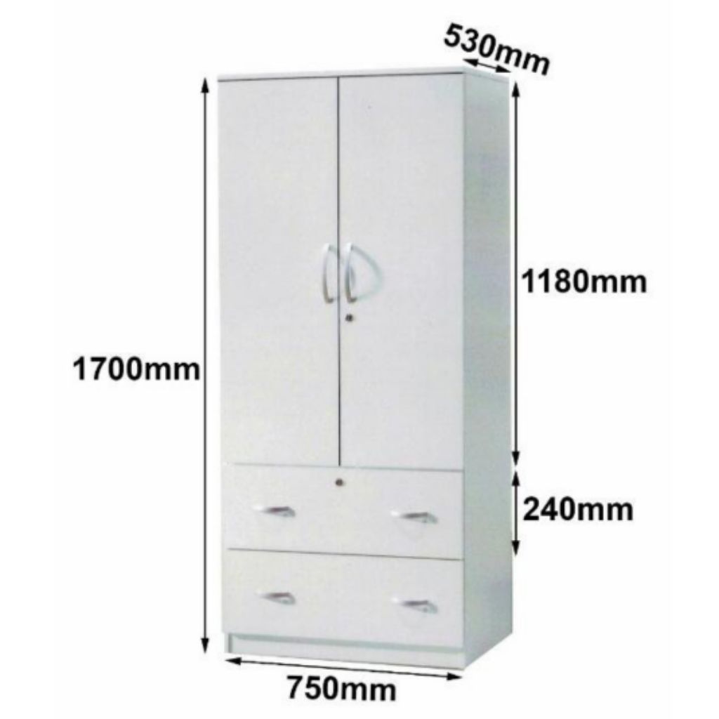 2 doors wardrobe with drawer | Shopee Singapore