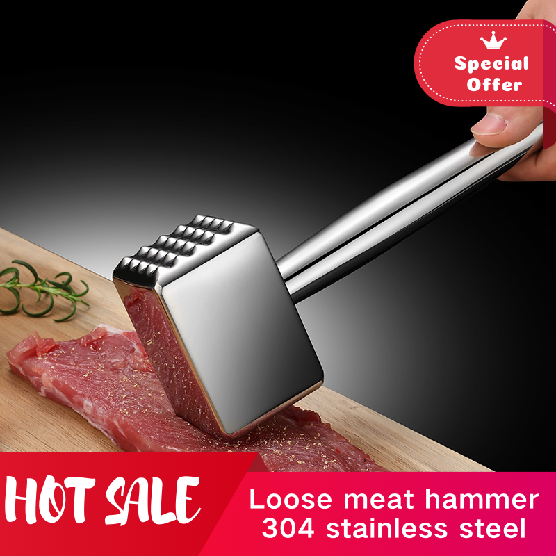 304 Stainless Steel Steak Hammer Loose Meat Hammer With Long Handle