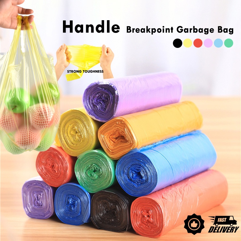 Garbage Bag Handle Disposable Trash Bags Waste Bin Rubbish Bags 100pcs ...