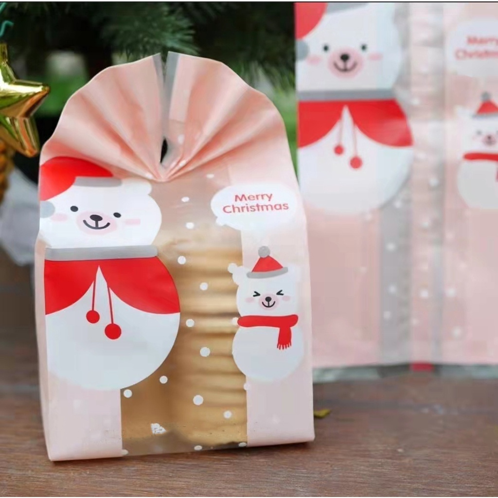 20pcs Christmas cookie wrappers xmas cookie gift packaging plastic bag ...