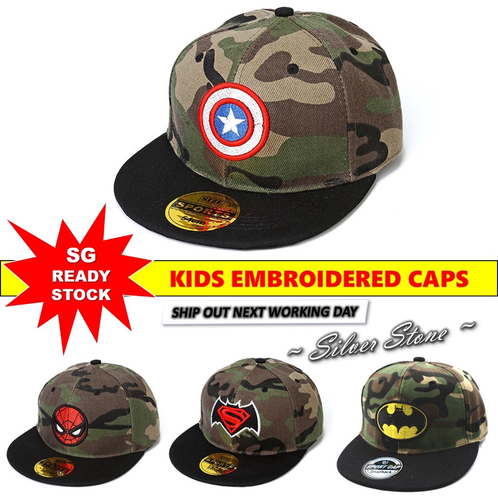 [SG READY STOCK] Children Cartoon Kids Cap Embroidered Caps Hat Batman ...