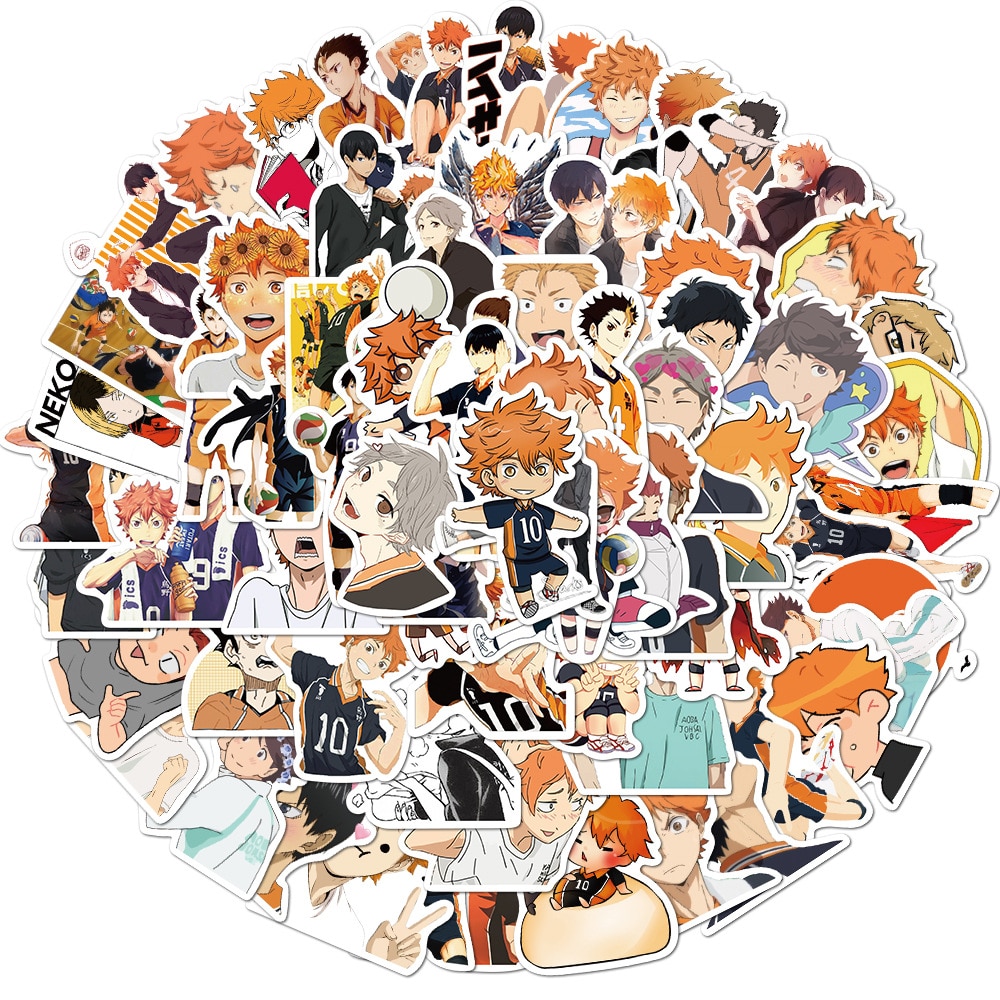 50pcs Anime Cute Stickers Haikyuu Hinatashoyo Kageyamatobio Scrapbooking Diy Diary Planner
