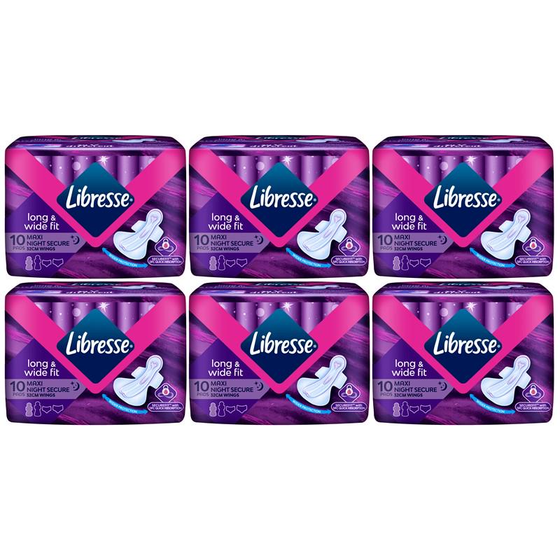 [Bundle Of 6] Libresse Maxi Night Secure Wings & Wider Protection 32cm ...