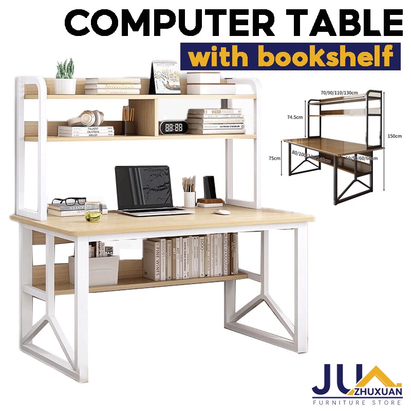 Desk Computer Table With Bookshelf Home writing Desk Bookshelf ...