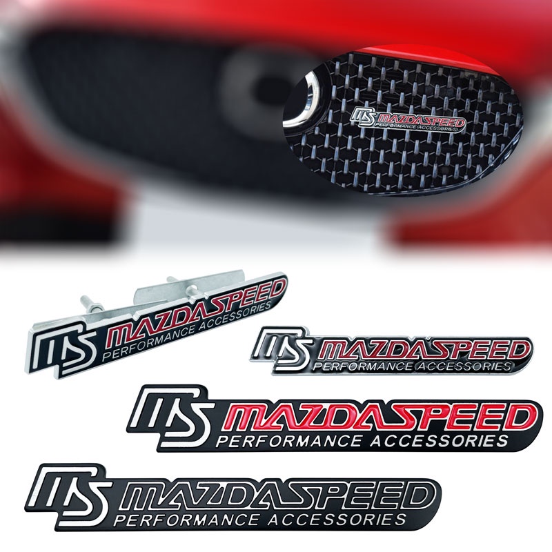 Car Decor 3D Metal MS MazdaSpeed Logo Front Hood Grill Emblem Grille ...