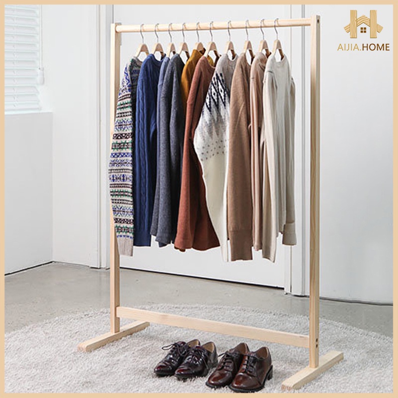 Solid wood clothes rack bedroom transformation simple clothes rack ...