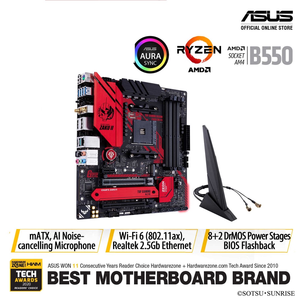 ASUS TUF GAMING B550M (WI-FI) ZAKU II EDITION Motherboard mATX PCIe 4.0 ...