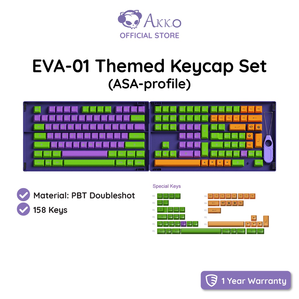 AKKO EVA Theme - 01 ASA Keycap Set (158-Key) | Shopee Singapore