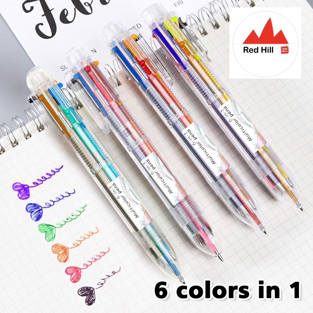 6-in-1 Multicolour Ballpoint Pen 6-Color Retractable Ballpoint Pens ...