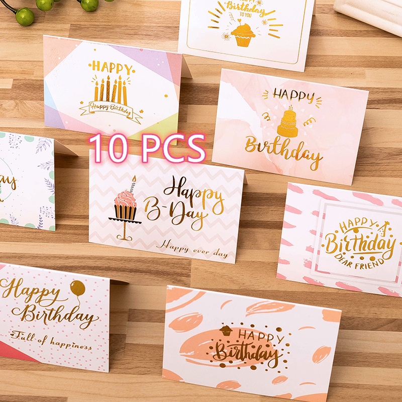 Pack of 10 PCS Happy Birthday Greeting Card Note Message Cards Bouquet ...