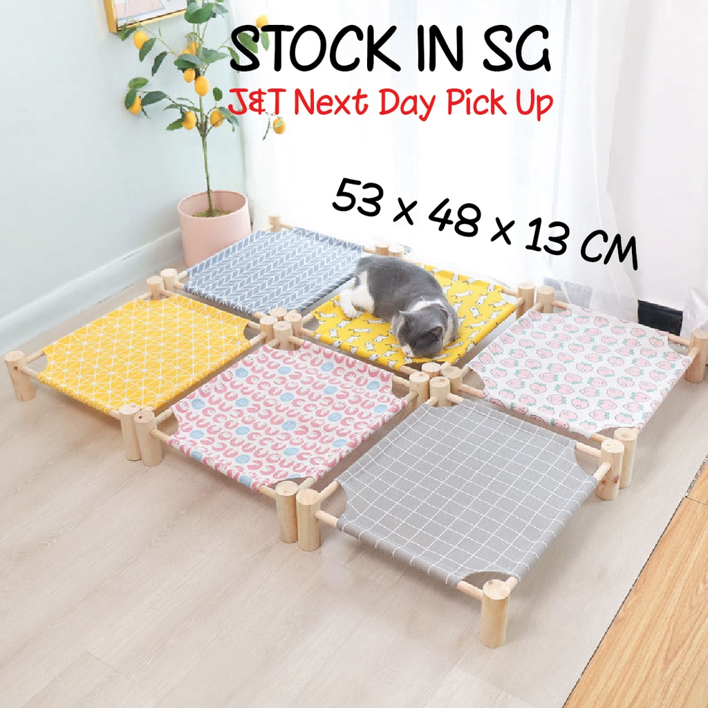 Cat bed Elevated Hammock Bed with Square Wooden Bed Frame | Shopee ...