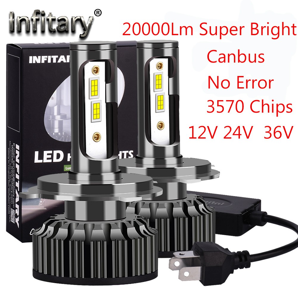 Infitary Canbus H4 H7 LED Truck Car Headlight Bulbs 110W 20000Lm 12V 24V 36V 3570 Chip H1 H3 H11 ...
