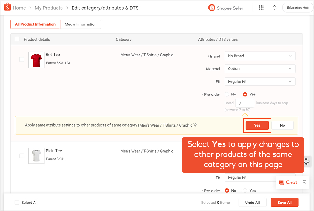 Editing product information with Attributes Tool | Shopee MY Seller ...