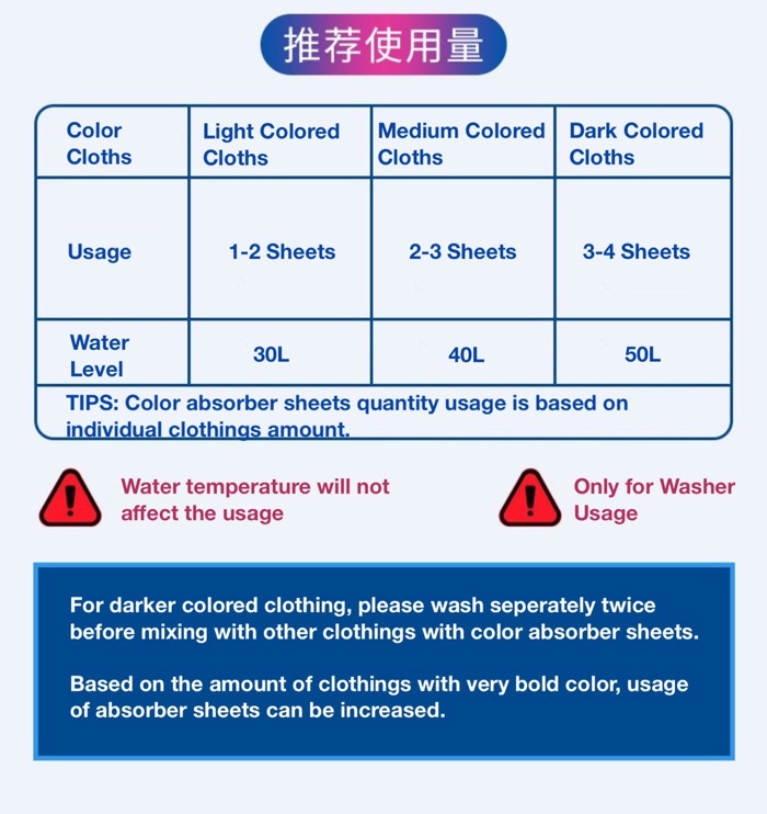 LAUNDRY COLOR ABSORBER SHEETS COLOR CATCHER SHEETS | Shopee Singapore