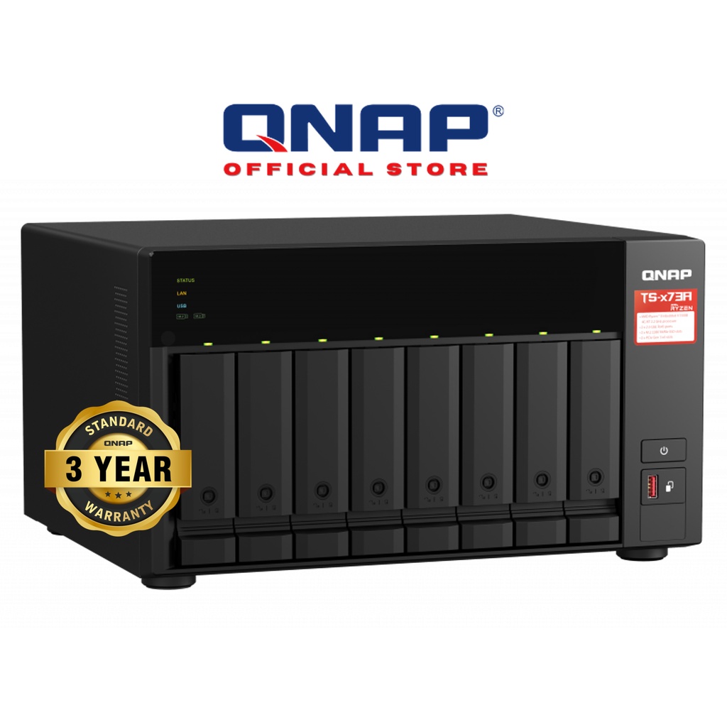 QNAP TS-873A-8G 8-bay NAS with AMD Ryzen V1500B 4-core 2.2GHz CPU & 8GB ...