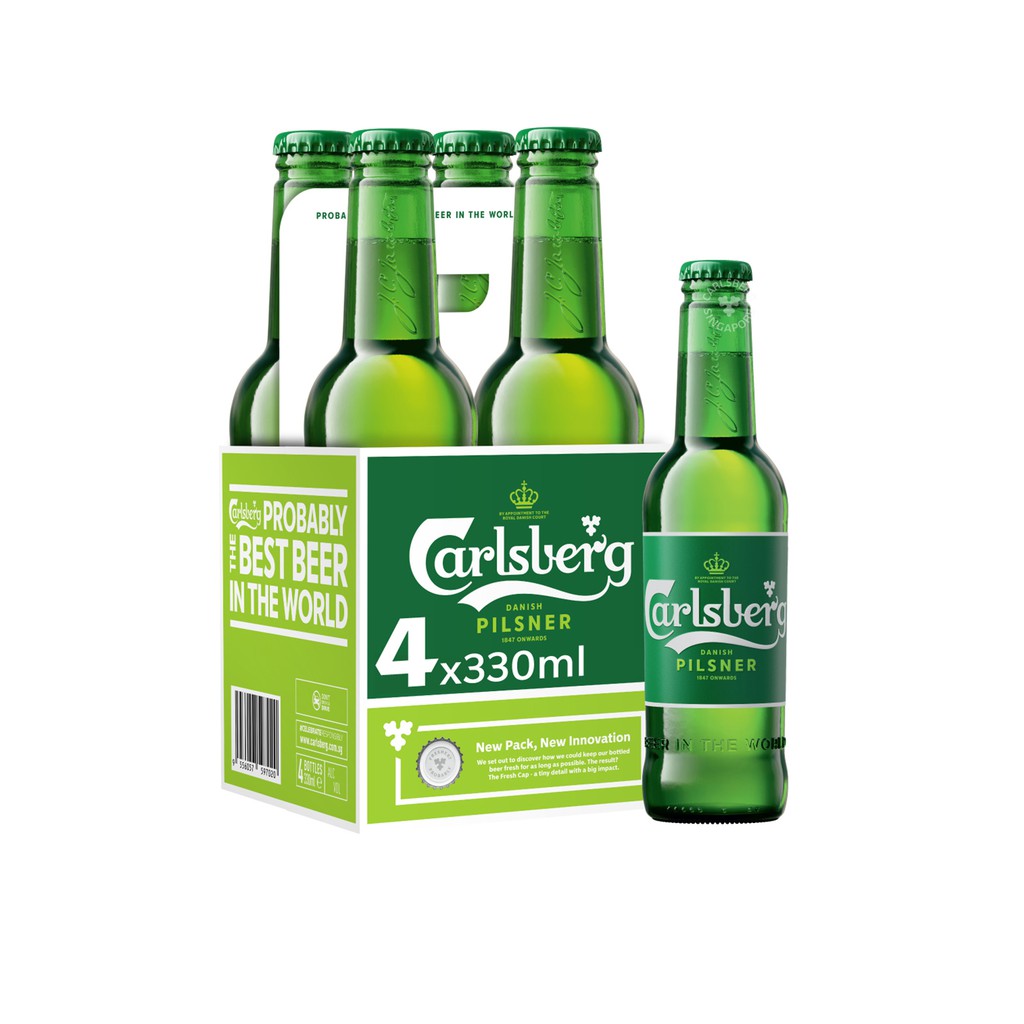 Carlsberg Danish Pilsner Beer 330ml Pint Bottle [Bundle of 4] | Shopee ...