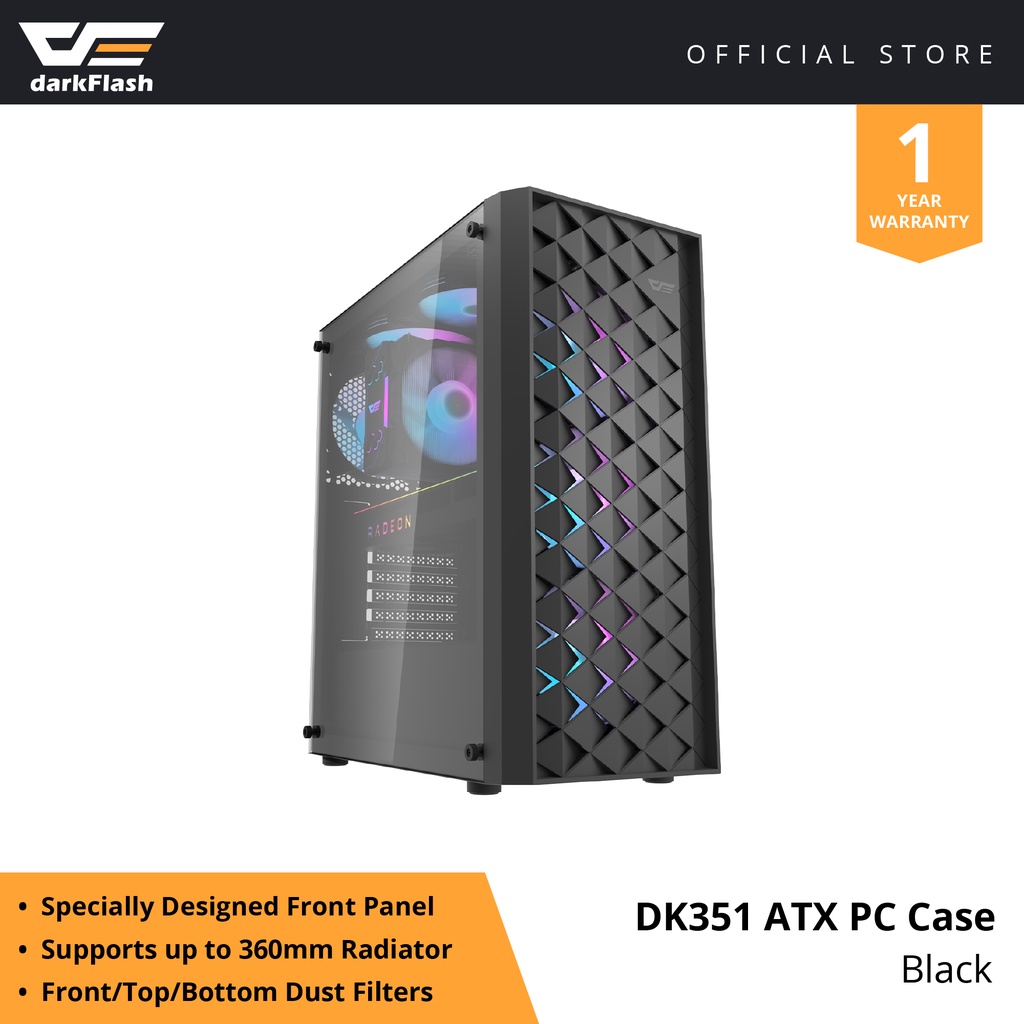 DARKFLASH DK351 TG ATX PC Case with 4 ARGB Fans [2 Color Options ...