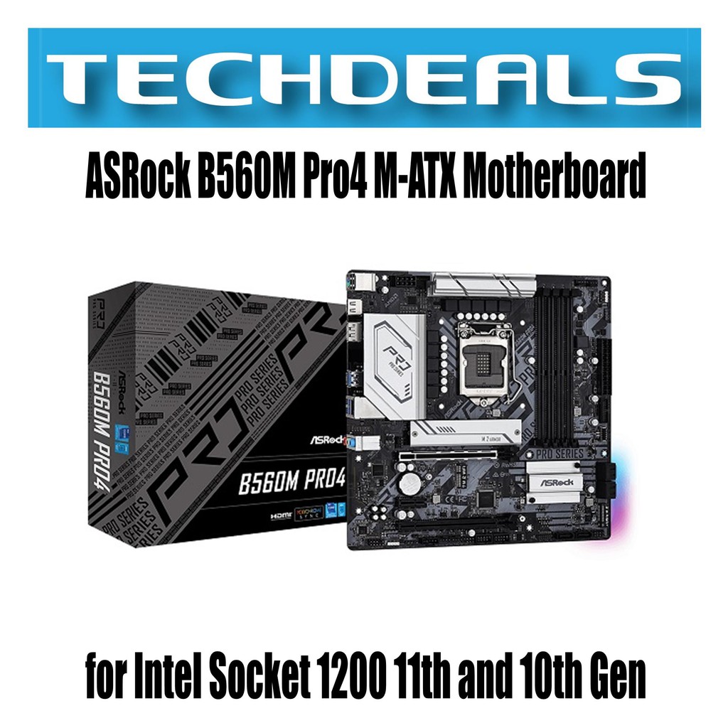 ASRock B560M Pro4 M-ATX Motherboard for Intel Socket 1200 11th and 10th ...
