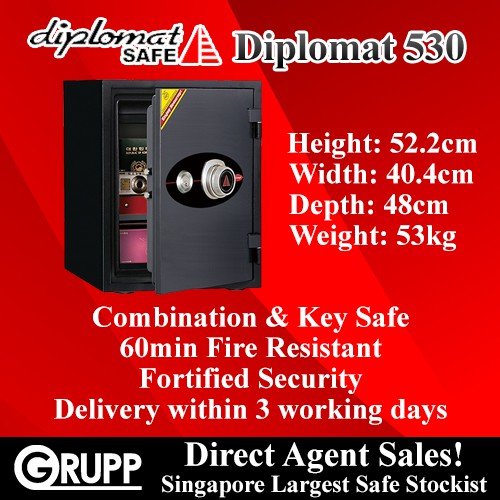 Diplomat Safe 530 Combination Dial & Key Fire Resistant Safe Box (Most ...