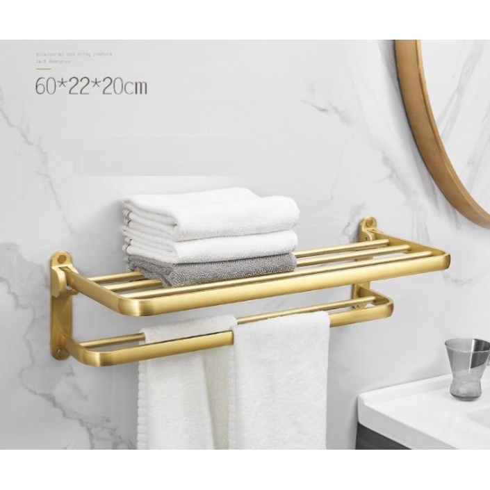 Bathroom Accessories Gold Towel Rack Tower Hanger Foldable Towel Rack ...