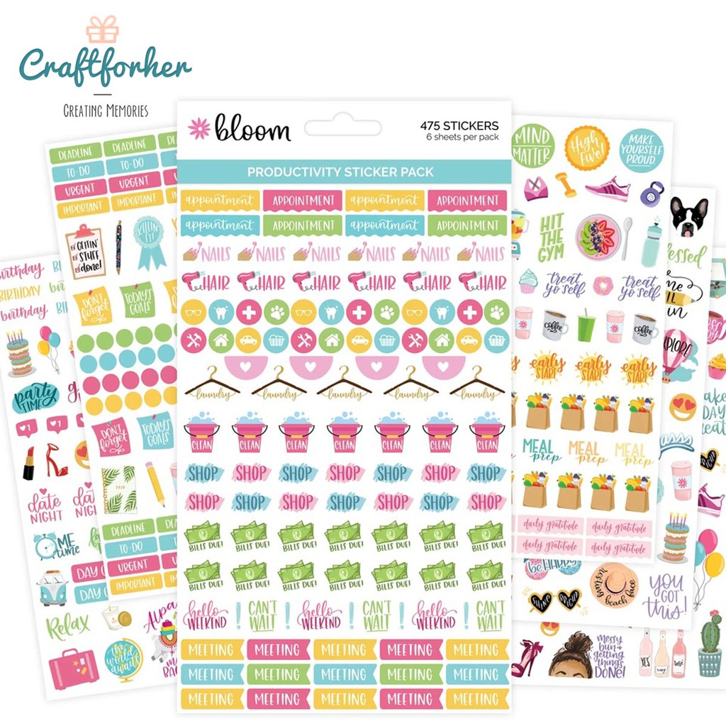 Bloom Productivity V2 Planner Sticker Sheet 6pcs Pack, for Planners ...