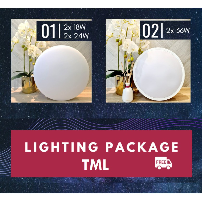 TML LED Ceiling Light Package for HDB BTO Condo New Home 18W 24W 36W ...