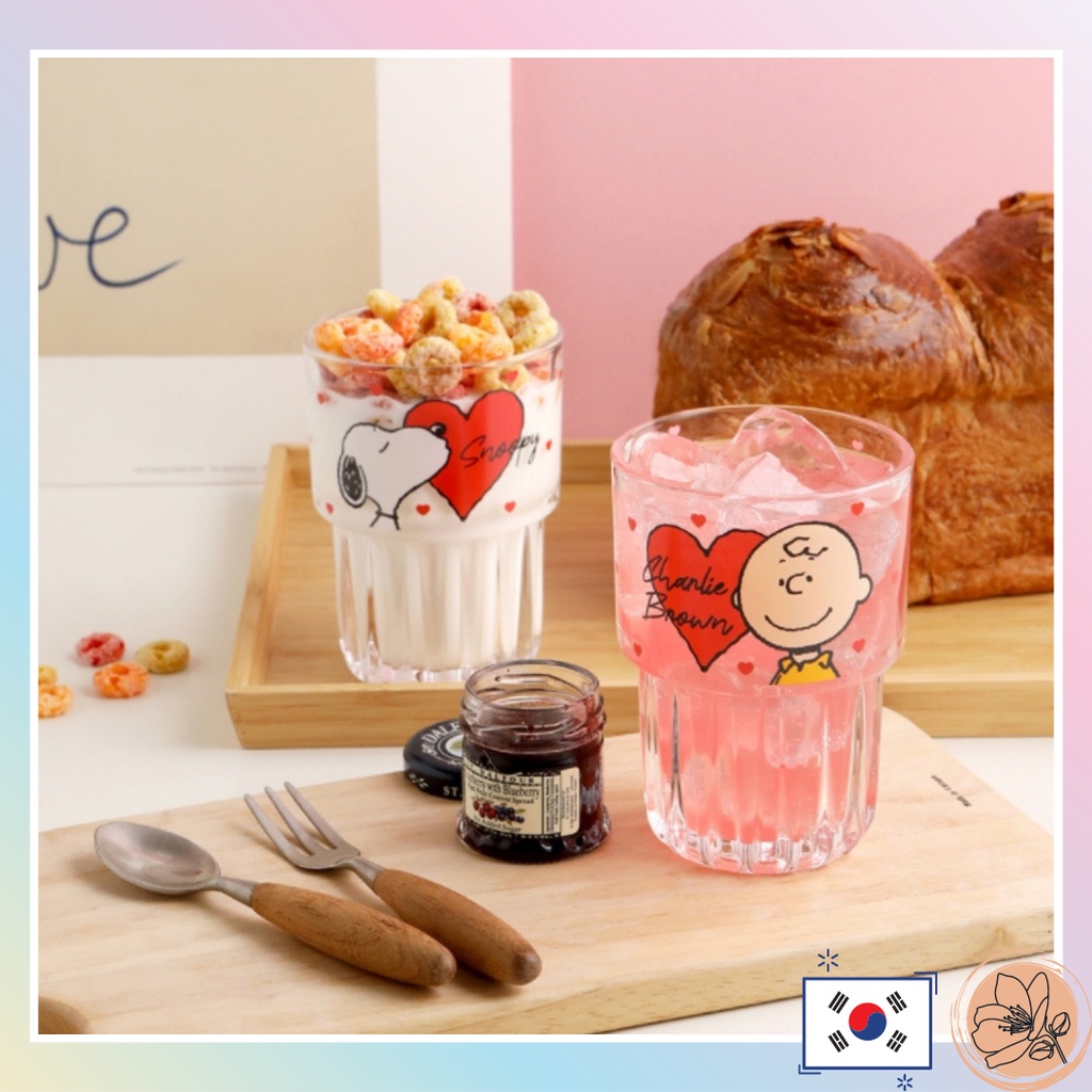 Peanuts x Snoopy Home Cafe Accordion Glass 2p Gift Set 320ml | Shopee Singapore