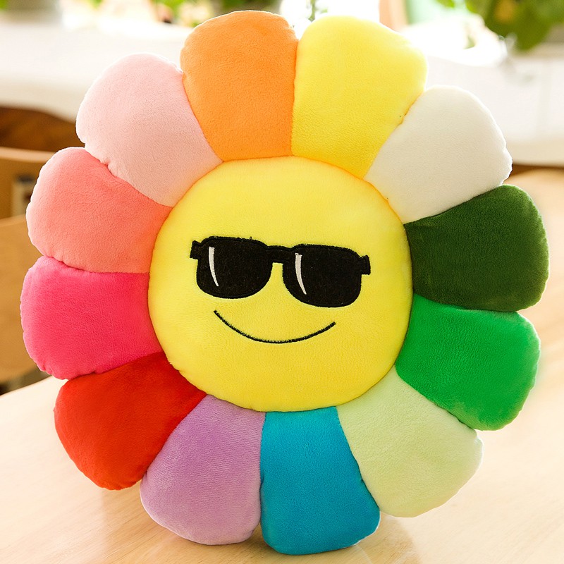 Flower Plush Pillow Sunflower Toy Kids Soft Smiley Colorful Sun 特価