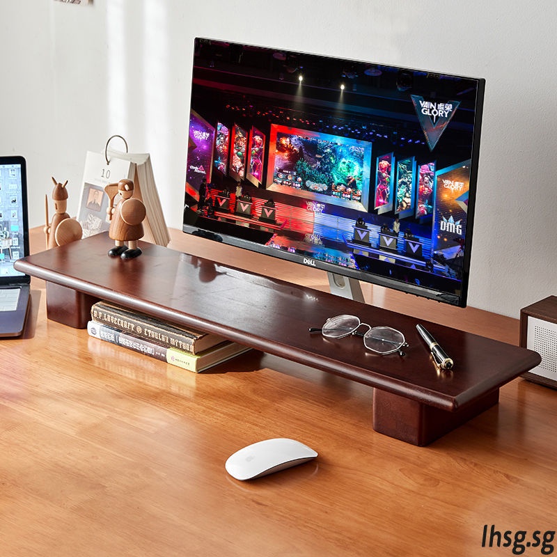 LHSG Monitor Stand Monitor Plus Elevated Solid Wood Desktop Rack ...