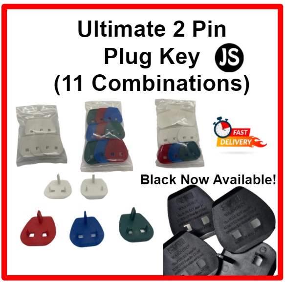 Ultimate Socket Plug Key 2 Pin To 3 Pin Uk Standard (11 Combinations ...