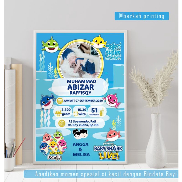 Baby Biodata Print Photo Frame | 3d Baby Biodata | Child Biodata ...