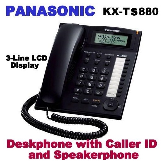 PANASONIC KX TS880 B Corded Deskphone with Caller ID and Speakerphone ...